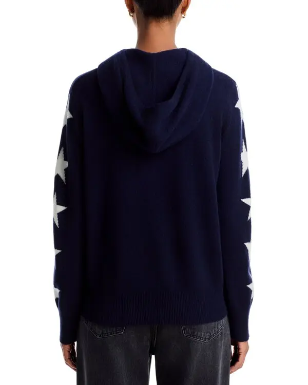Aqua Cashmere Star Sleeve Hoodie Sweater