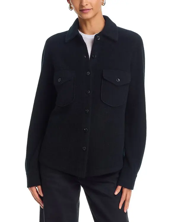 Aqua 100% Cashmere Button Down Shirt - Black