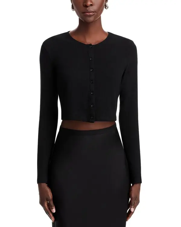 LESET Lauren Crewneck Cardigan - Black