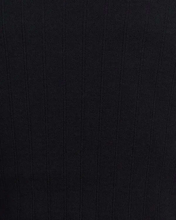 LESET Pointelle Crewneck Cardigan - Black