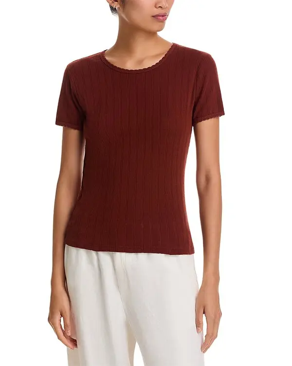 LESET Pointelle Tee - Cinnamon