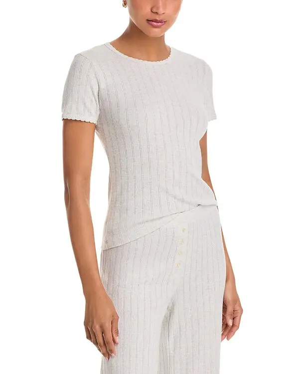 LESET Pointelle Tee - Cloud Melange