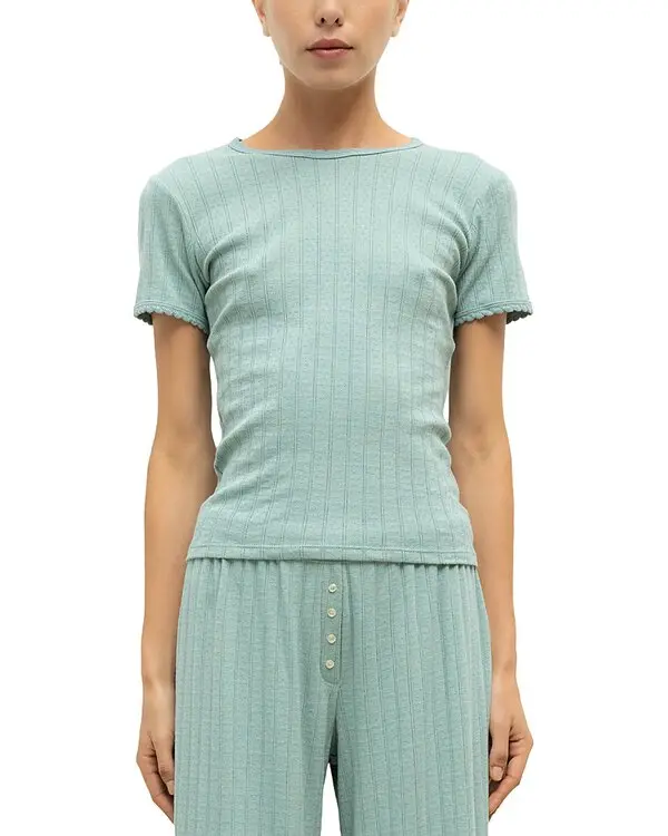 LESET Pointelle Tee - Eucalyptus