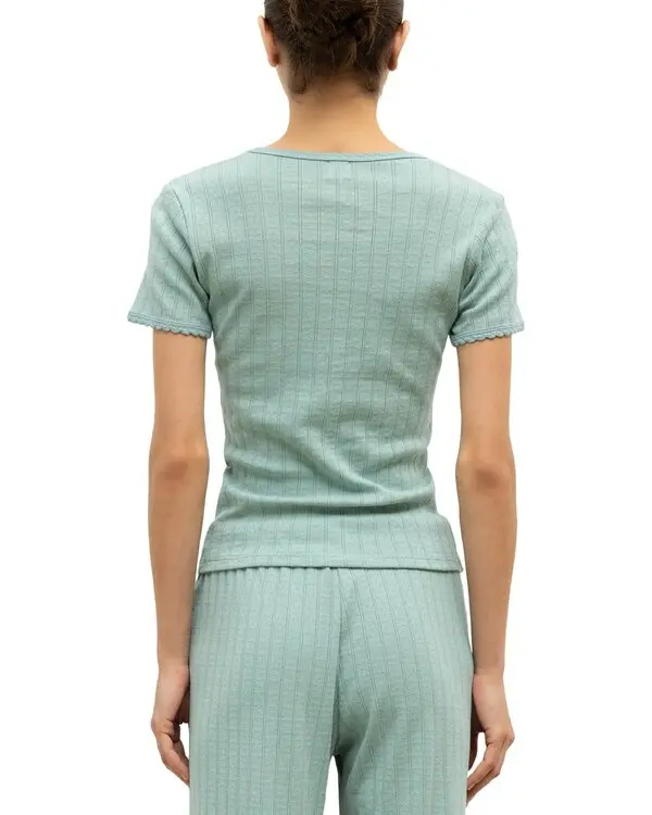 LESET Pointelle Tee - Eucalyptus