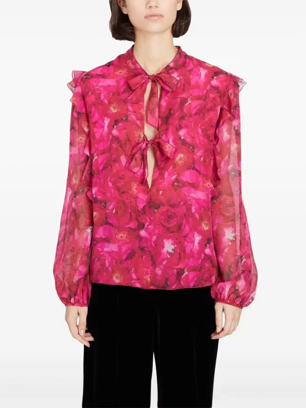 Giambattista Valli Floral-print Silk-georgette Blouse - Pink