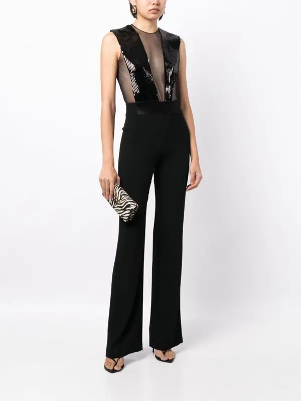Galvan Sequin-Embellished Sleeveless Jumpsuit Black Editorialist