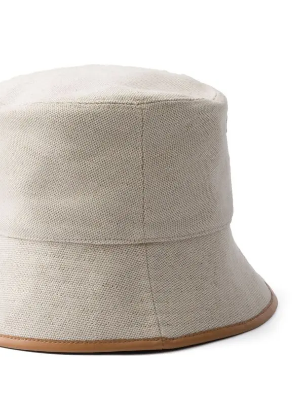 Prada Logo-embroidered Bucket Hat - Neutrals