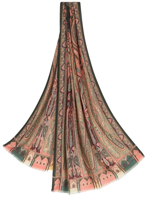 Etro Paisley-print Frayed Scarf - Neutrals