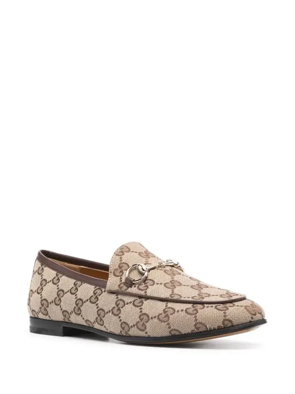 Gucci Jordaan Gg-canvas Loafers - Neutrals