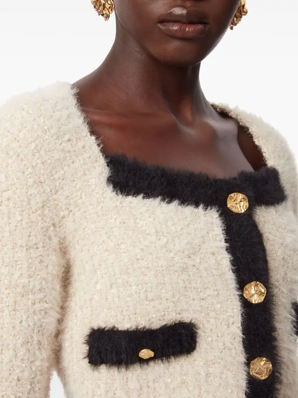 Nina Ricci Square Neck Tweed Cardigan