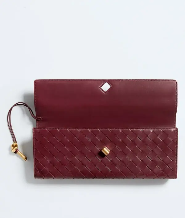 Bottega Veneta Andiamo Intrecciato Leather Clutch - Barolo