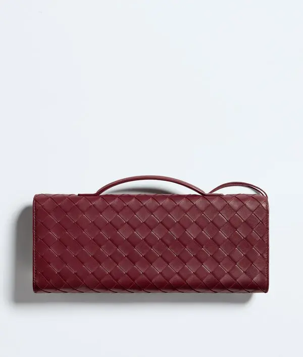 Bottega Veneta Andiamo Intrecciato Leather Clutch - Barolo