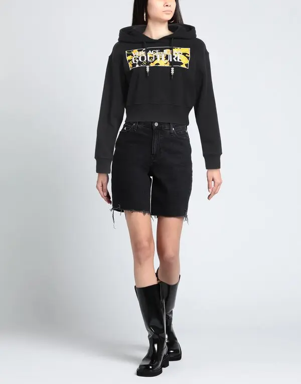 Versace Cotton-blend Cropped Hoodie - Black