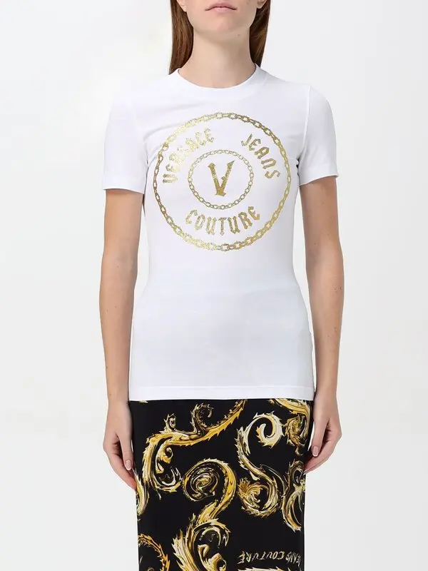 Versace T-shirt With Gold Medusa Chain Logo