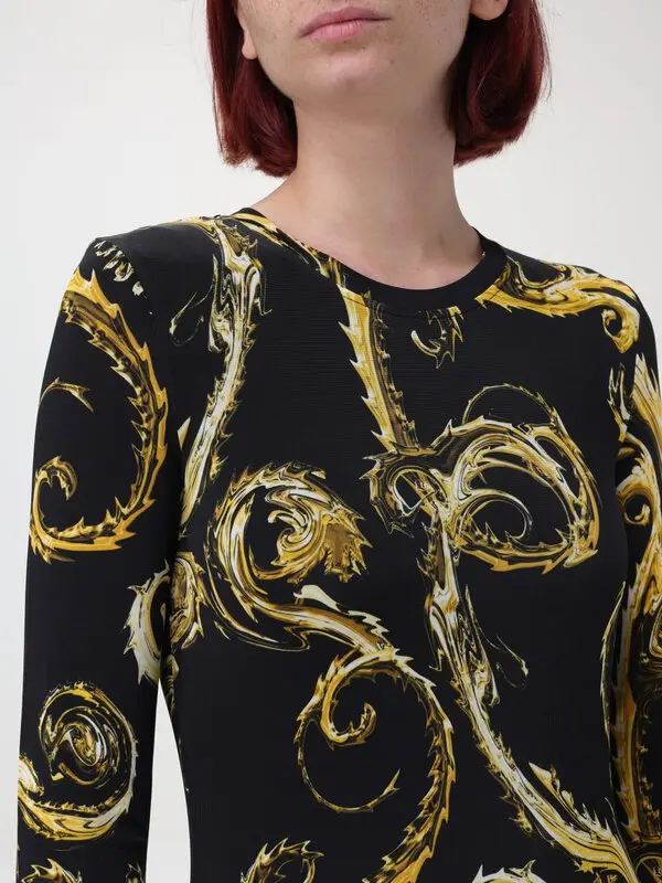 green emerald velvet dress Versace Black Golden Logo Dress main image 0