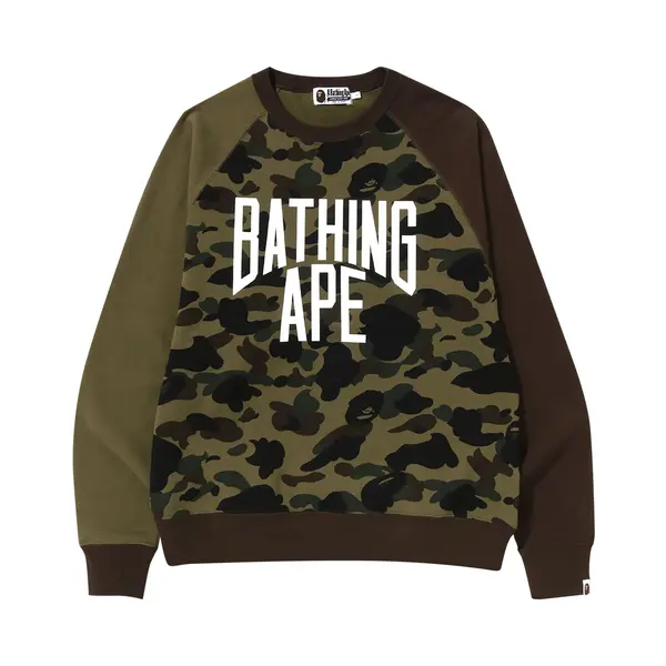 A BATHING APE 1st Camo Crazy Bathing Ape Relaxed Fit Crewneck - Green