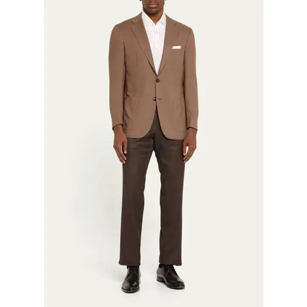 Kiton Textured Suit Trousers - Brown