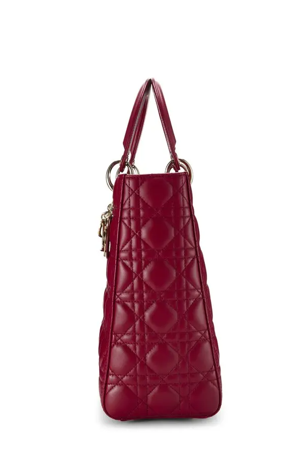 Dior Cannage Quilted Lambskin Lady - Red