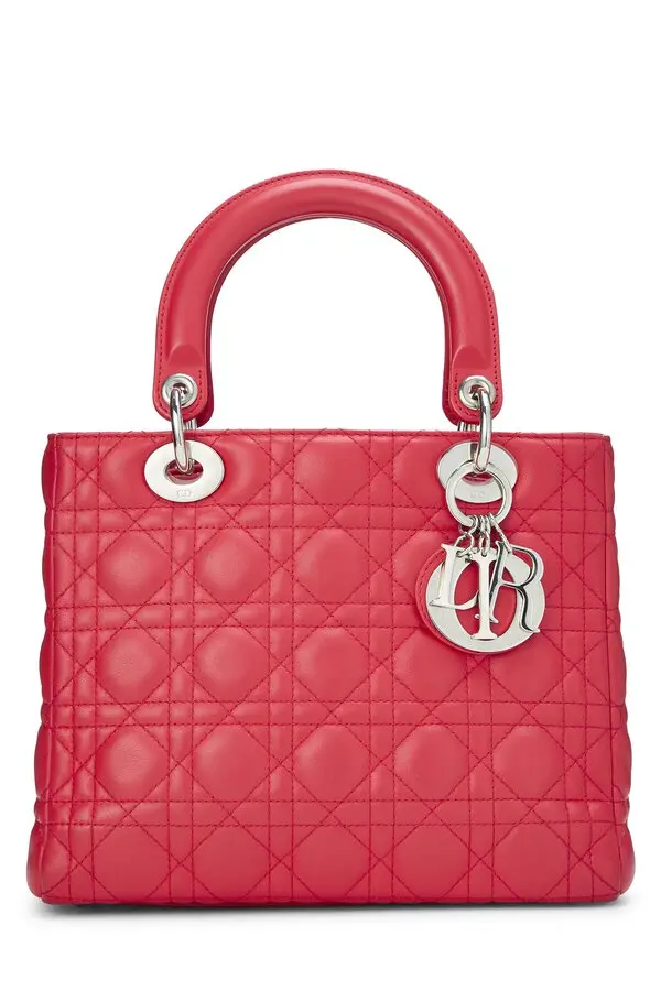 Dior Cannage Quilted Lambskin Lady - Red