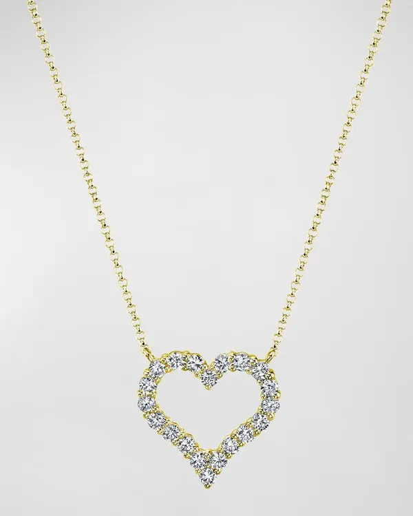 Neiman Marcus 18k Gold 1.30ctw Diamond Heart Pendant Necklace - Yellow Gold
