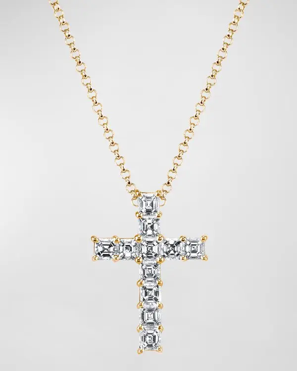 Neiman Marcus 18k Gold Diamond Cross Pendant Necklace - Yellow Gold