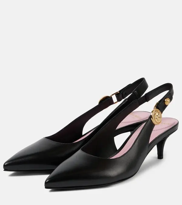 Balmain Medusa '95 Leather Slingback Pumps