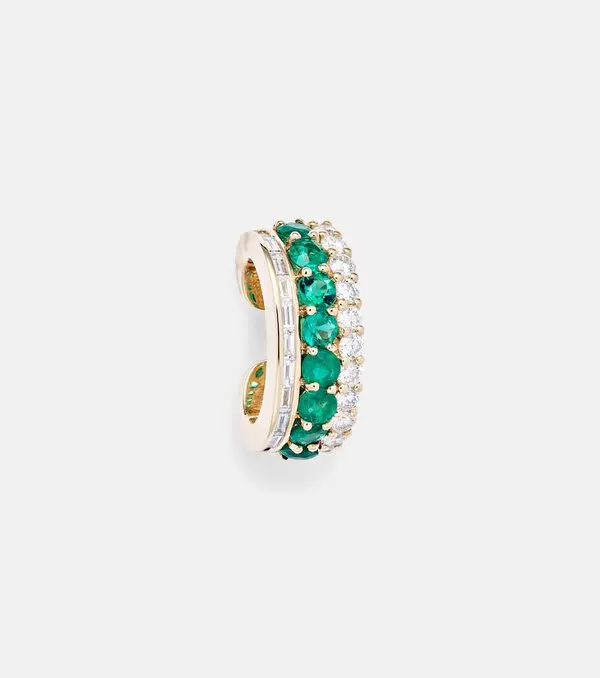ANITA KO Lola 18kt Ear Cuff With Emeralds And Diamonds - Gold