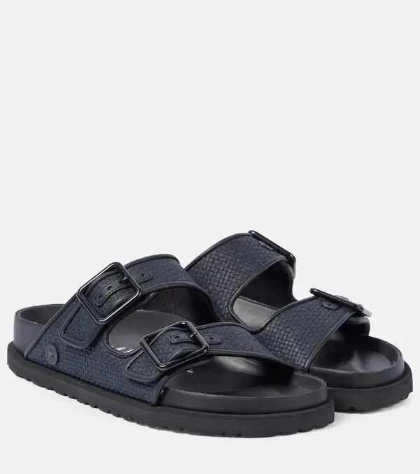 BIRKENSTOCK Arizona Luxe Raffia Sandals - Black