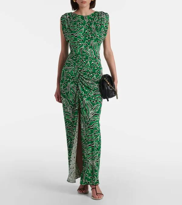 Diane Von Furstenberg Gertrude Printed Midi Dress In Green 40