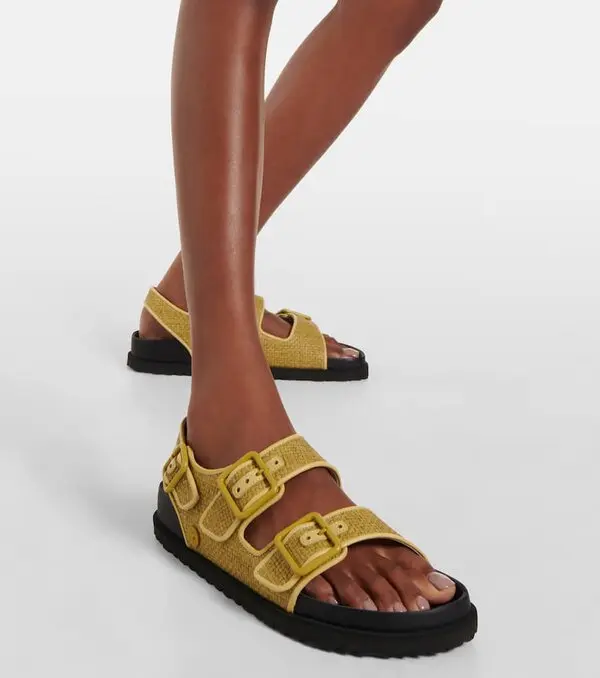 BIRKENSTOCK Milano Luxe Raffia Sandals - Green