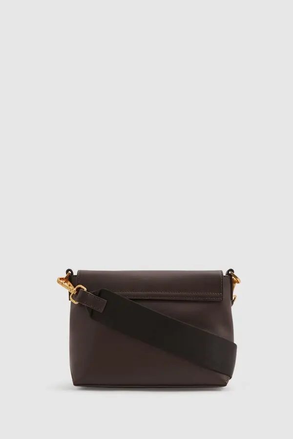 REISS Selena Leather Flap Crossbody Bag