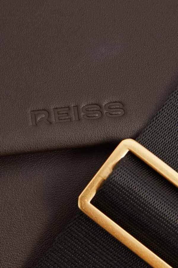 REISS Selena Leather Flap Crossbody Bag