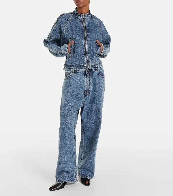 Alaïa Round Racing Denim Jacket - Blue