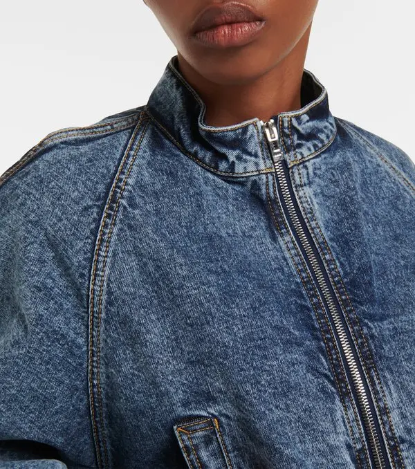 Alaïa Round Racing Denim Jacket - Blue