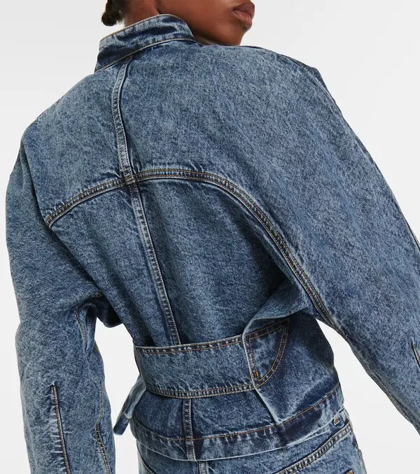 Alaïa Round Racing Denim Jacket - Blue