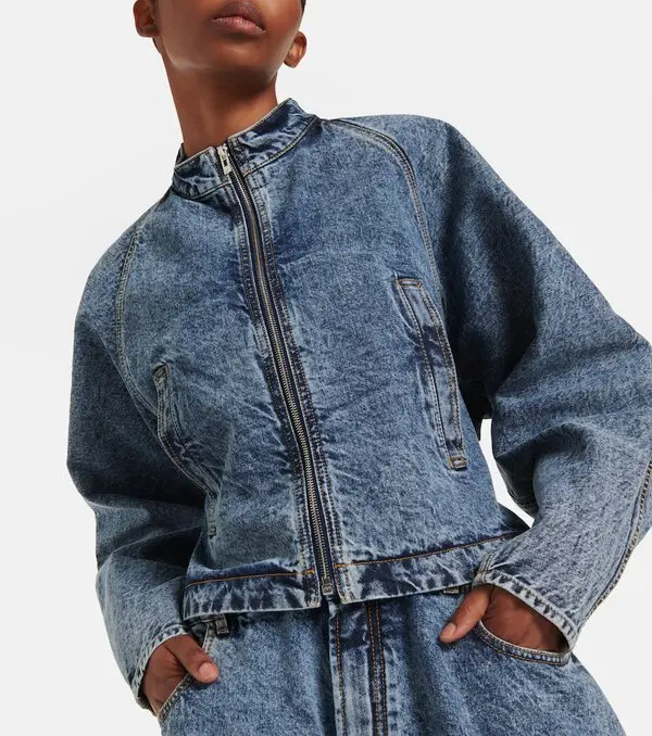 Alaïa Round Racing Denim Jacket - Blue