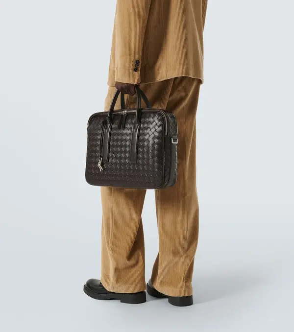 Bottega Veneta Getaway Large Leather Briefcase - Black