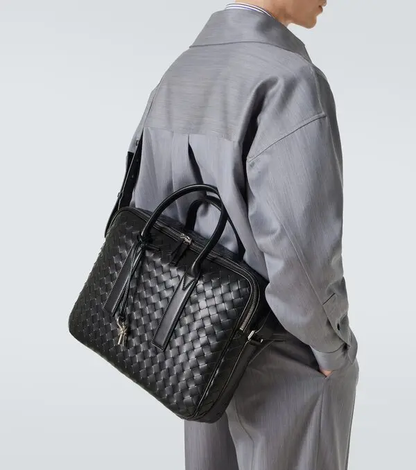 Bottega Veneta Getaway Large Leather Briefcase - Black
