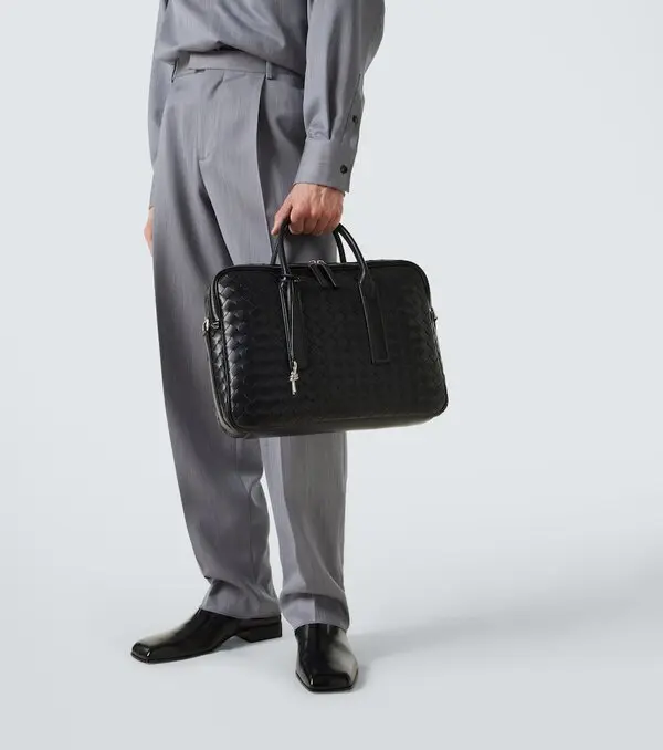 Bottega Veneta Getaway Large Leather Briefcase - Black