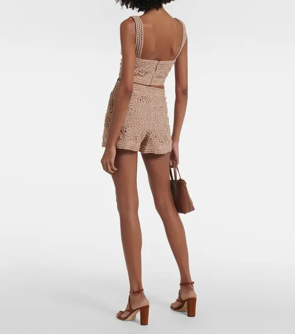 Elie Saab Macramé Cotton-blend Shorts