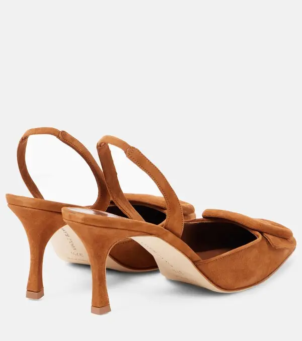 Manolo Blahnik Suede Slingback Pumps - Brown