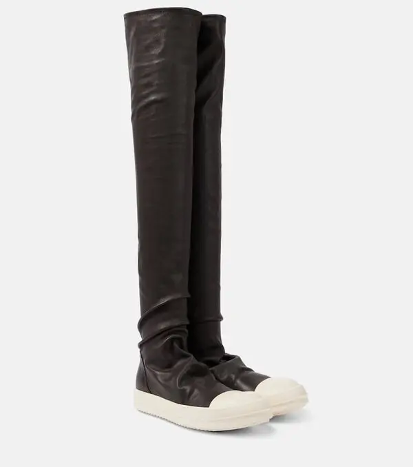 Rick Owens Knee-high Leather Sneakers - Grey