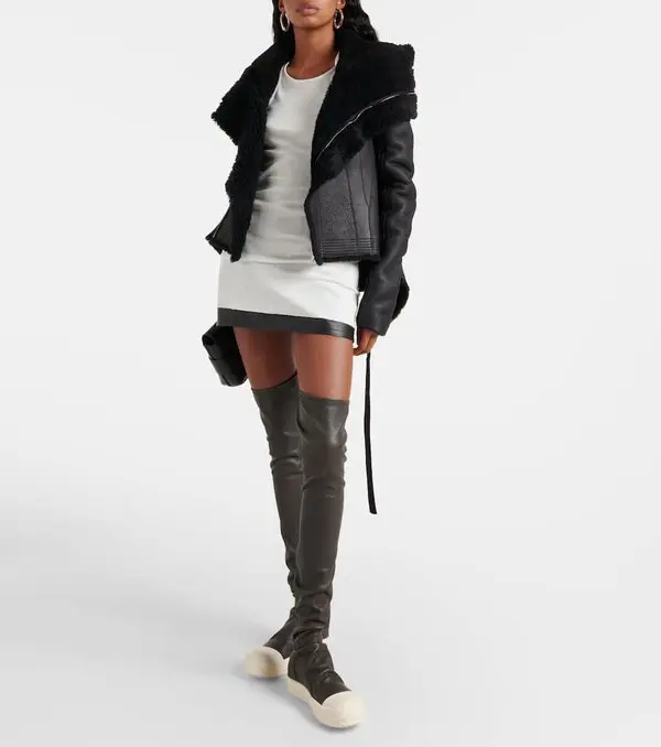 Rick Owens Knee-high Leather Sneakers - Grey
