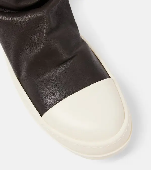 Rick Owens Knee-high Leather Sneakers - Grey