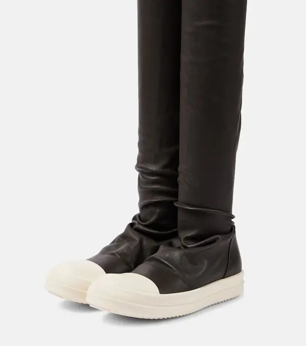 Rick Owens Knee-high Leather Sneakers - Grey
