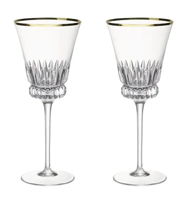 VILLEROY & BOCH Set Of 2 Grand Royal Gold Red Wine Glasses - Clear