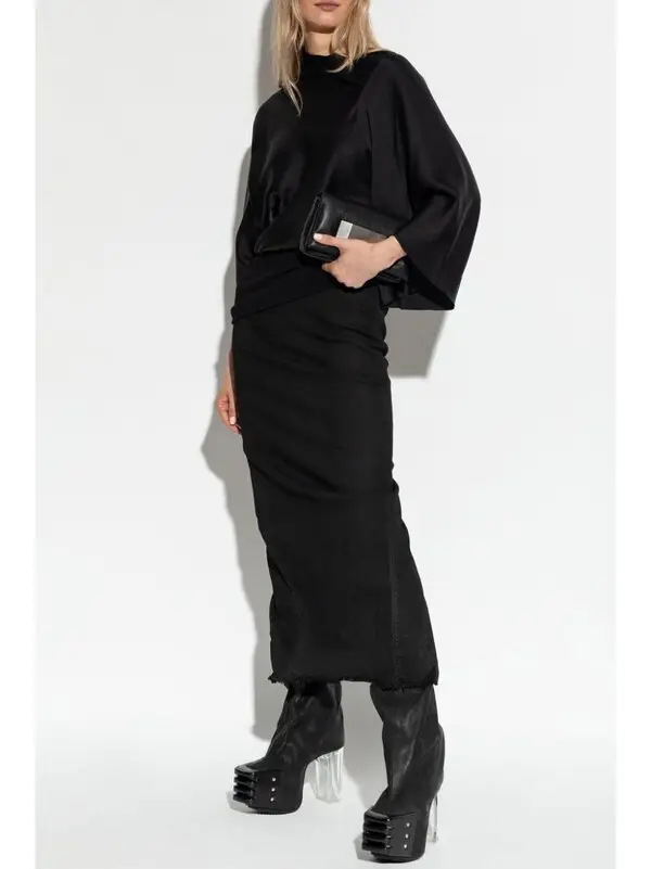 Rick Owens Cylinder Draped Sleeve Top - Black