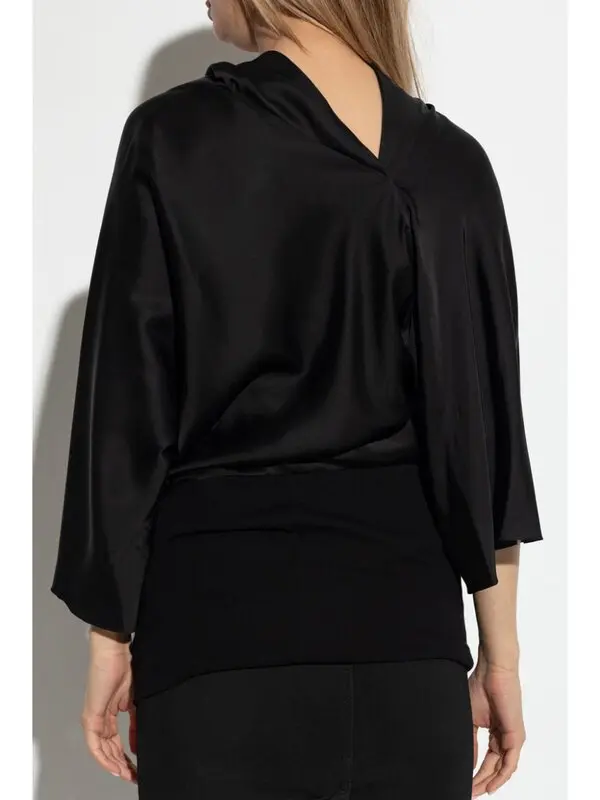 Rick Owens Cylinder Draped Sleeve Top - Black
