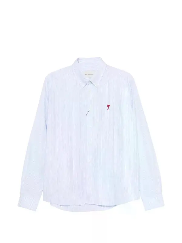 AMI Paris De Coeur Striped Cotton Button-down Shirt - Blue