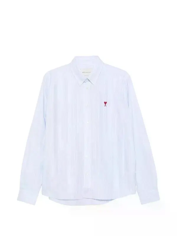 AMI Paris De Coeur Striped Oxford Shirt - Blue